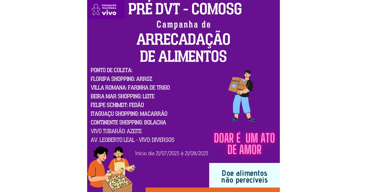SC - Campanha Pré DVT ( Arrecadação de alimentos